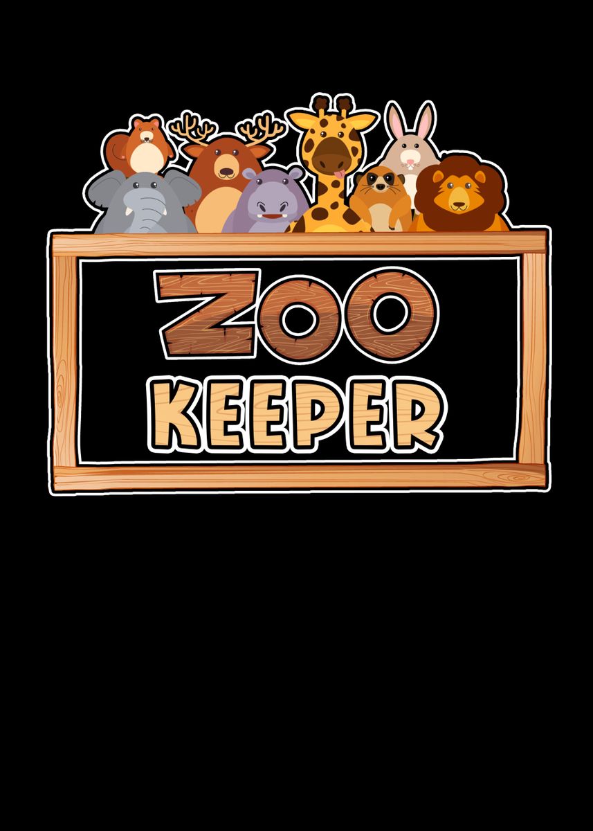 'Zookeeper Cute Zoo Animals' Poster, picture, metal print, paint by ...
