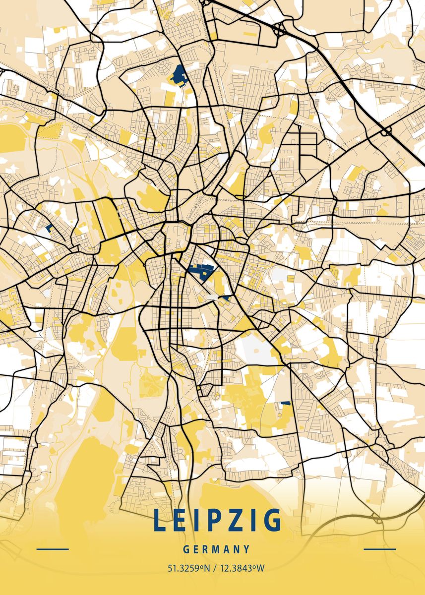 'Leipzig City Map Germany' Poster, picture, metal print, paint by Max ...
