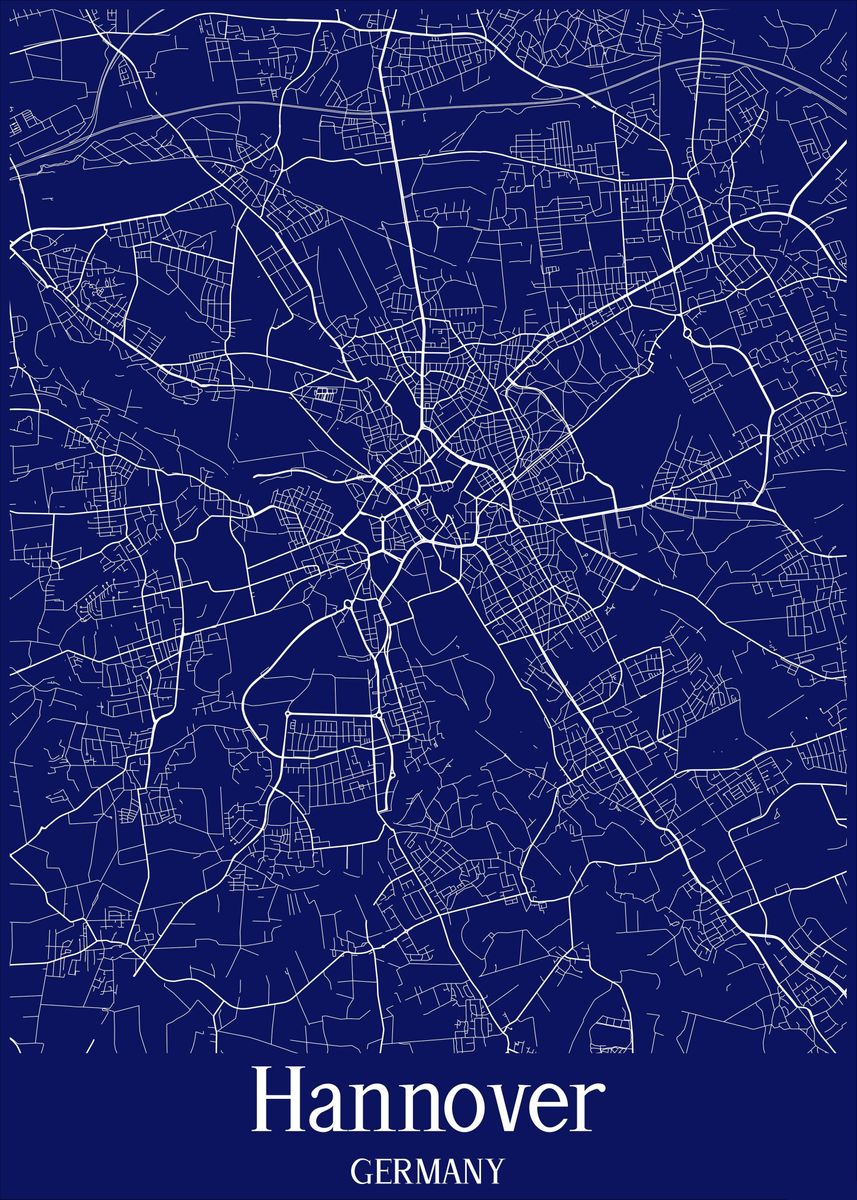 'Hannover City Map Germany' Poster, picture, metal print, paint by Max ...