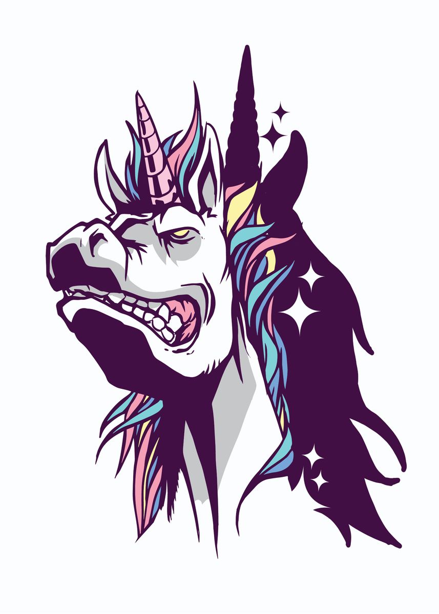 'Unicorn cute shadow' Poster, picture, metal print, paint by ...