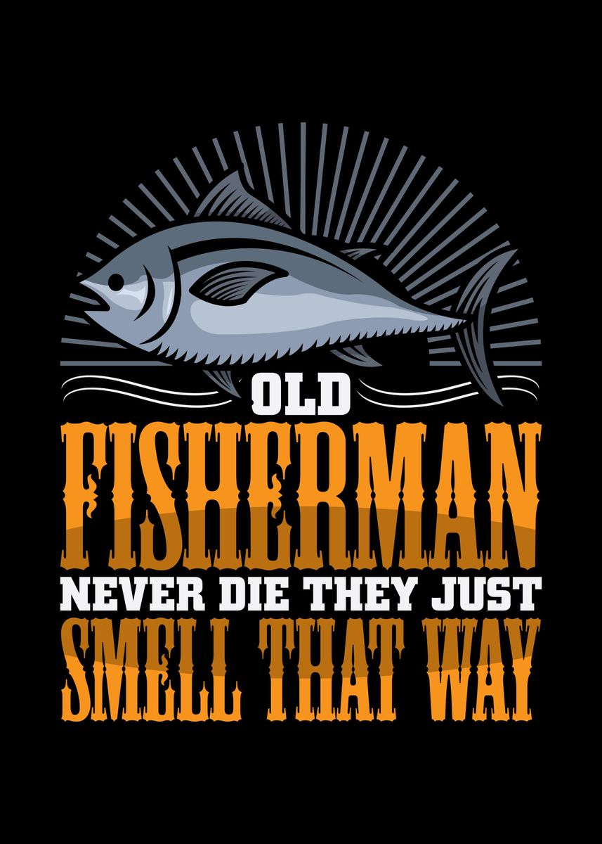 'Angler Fisherman Fish' Poster, picture, metal print, paint by ...