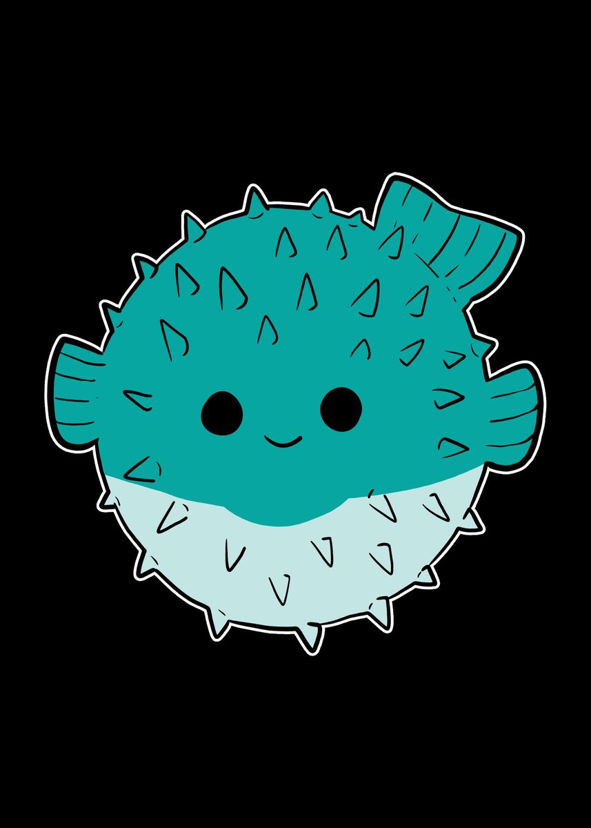 'Puffer Fish' Poster, picture, metal print, paint by FunnyGifts | Displate