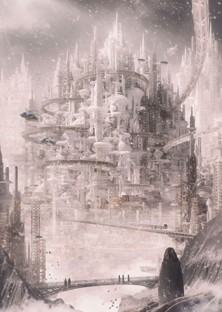 'city in mist' Poster, picture, metal print, paint by Gal Barkan | Displate