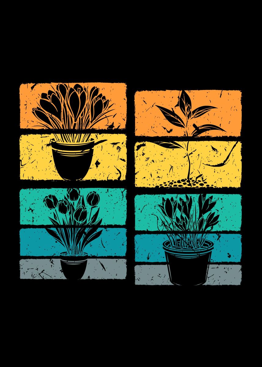 'Garden Flowers Retro' Poster by HumbaHarry Geitner | Displate