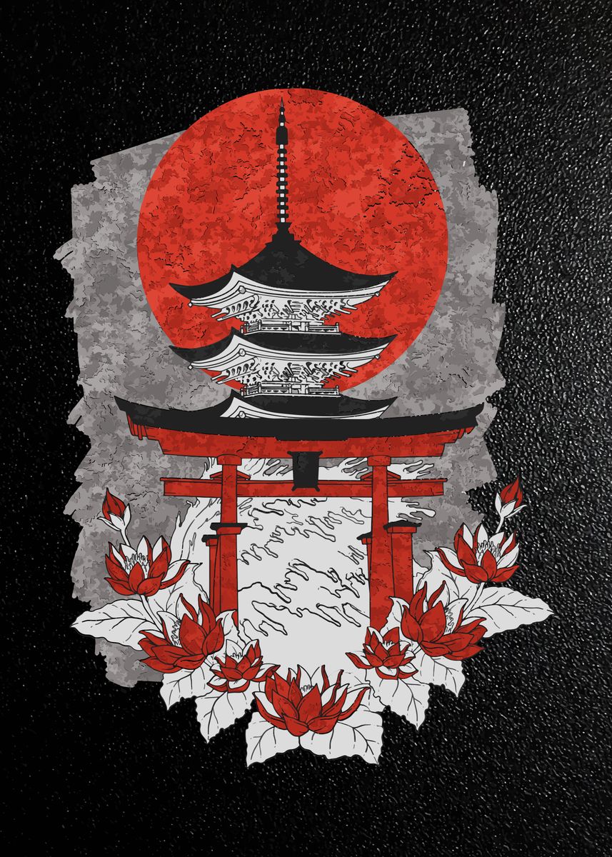 'Japanese castle' Poster, picture, metal print, paint by Brummkatze ...