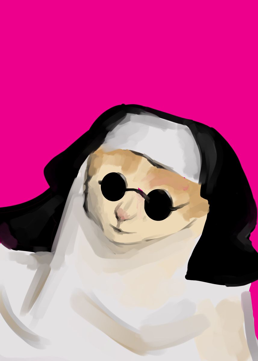 'cat with nun suit' Poster by eunoia | Displate