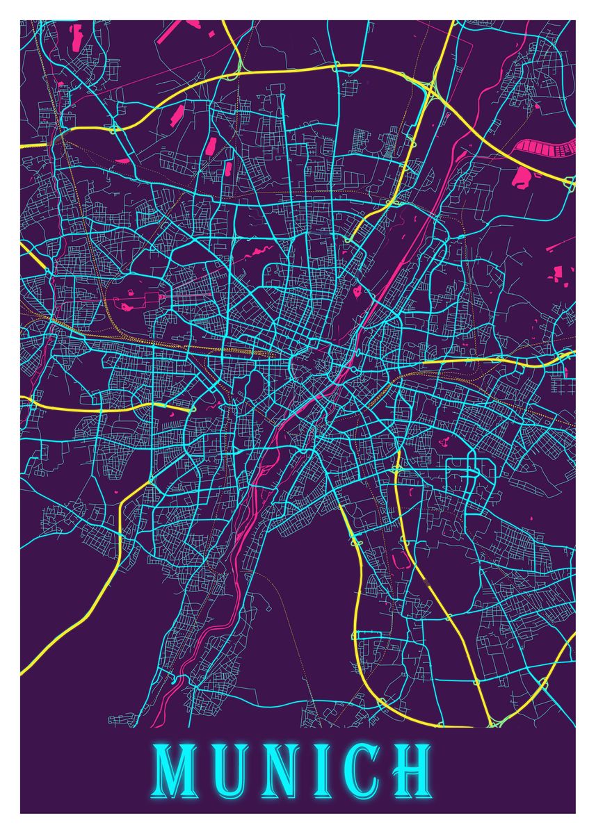 'Munich City Map Germany' Poster by Max Ronn | Displate