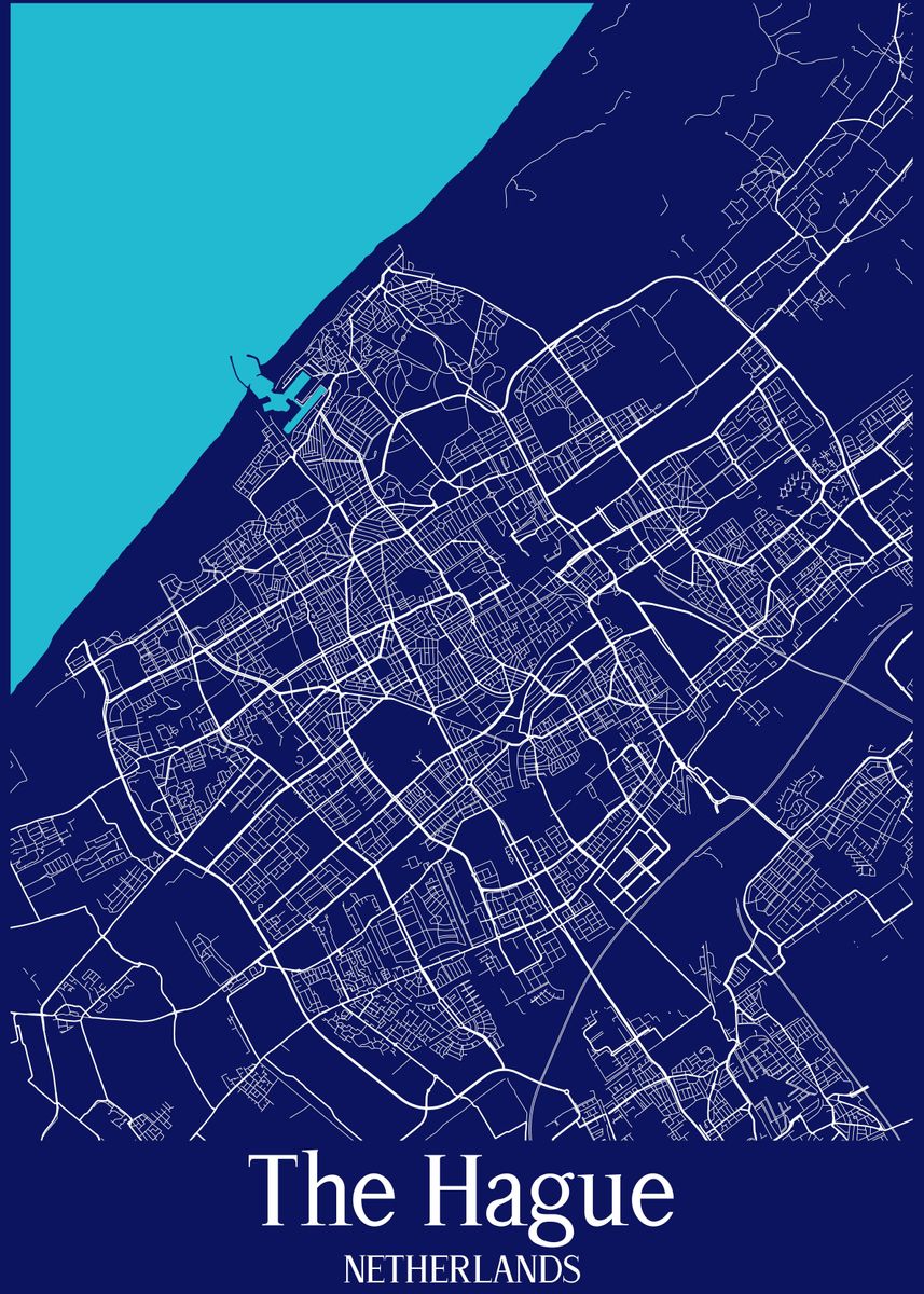 'The Hague City Map Holland' Poster, picture, metal print, paint by Max ...