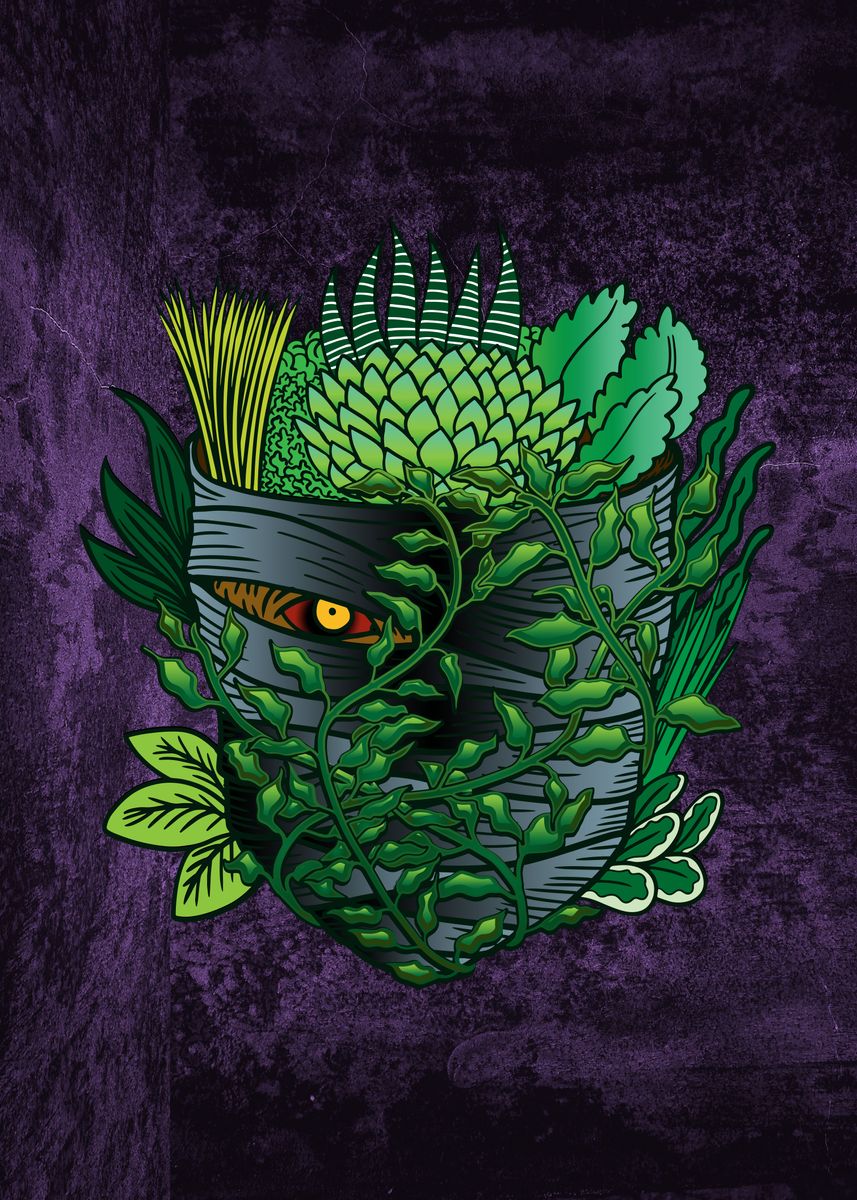 'Mummy with plants Horror' Poster, picture, metal print, paint by ...