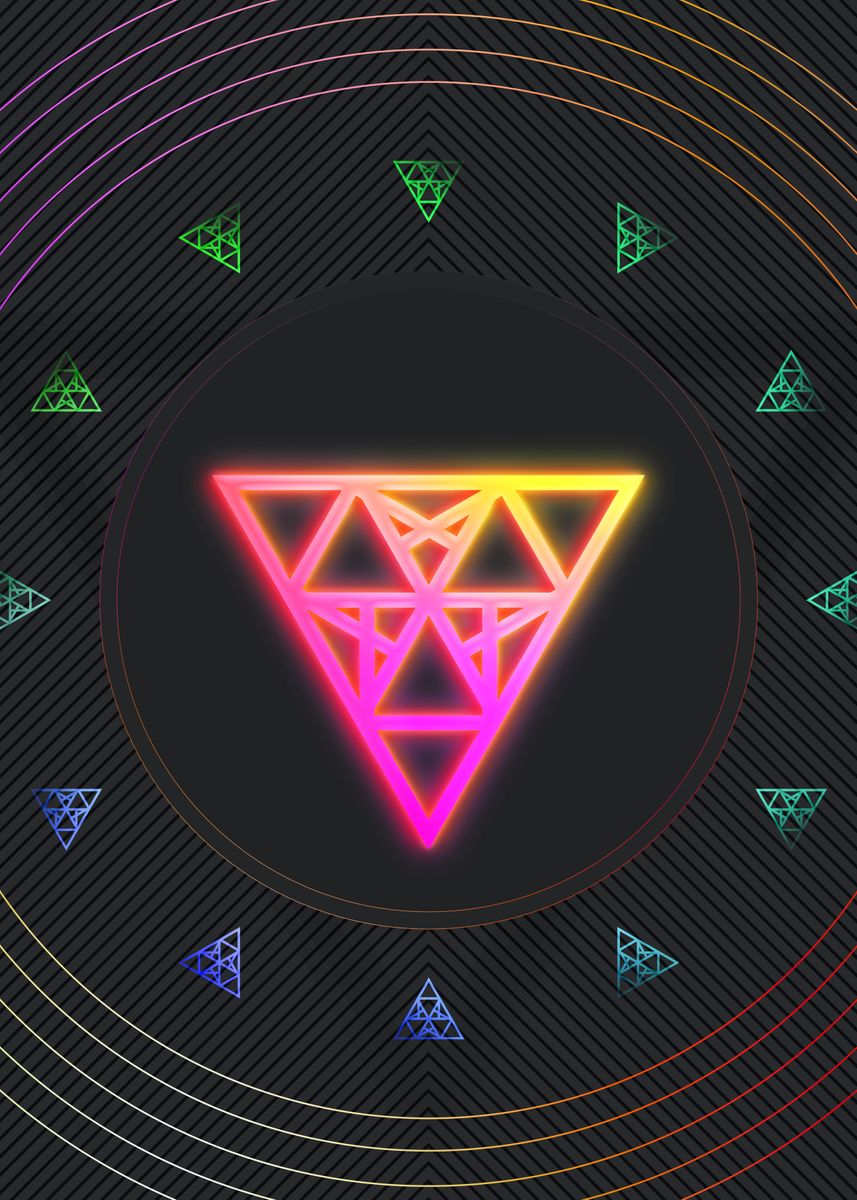 'Neon Geometric Glyph Sign' Poster, picture, metal print, paint by Holy ...