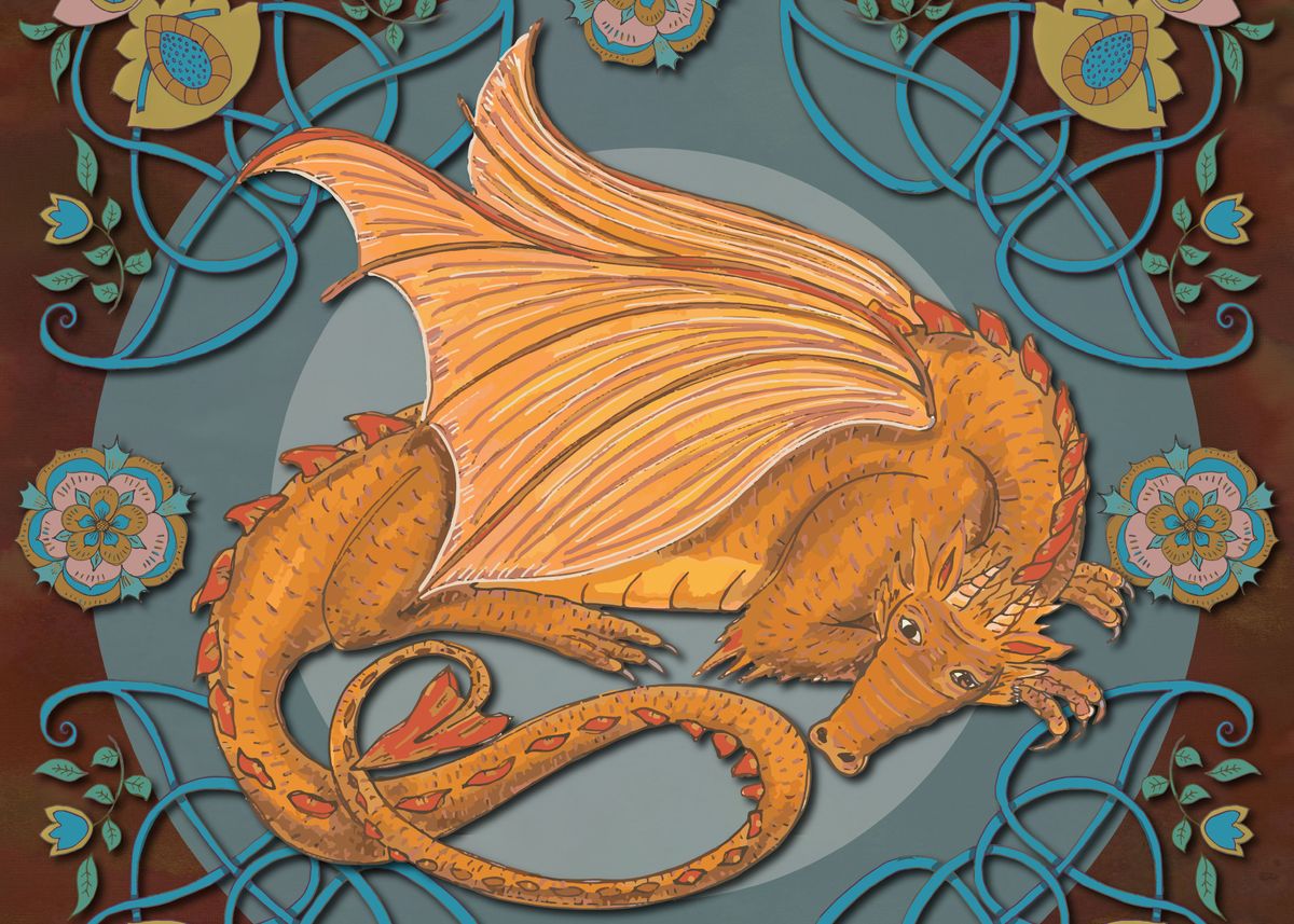 'Celtic Earth Dragon' Poster by Lotti Brown | Displate