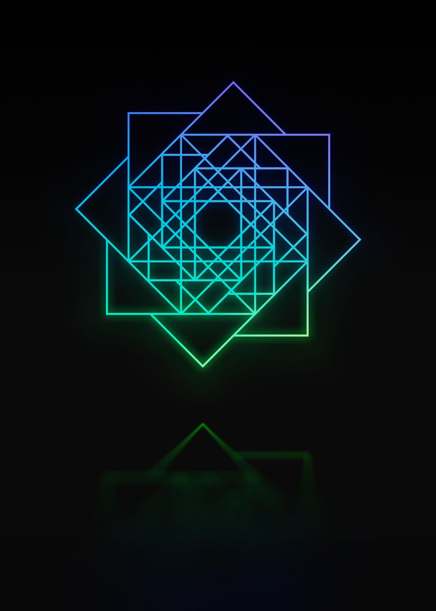 'Neon Geometric Glyph Sign' Poster, picture, metal print, paint by Holy ...