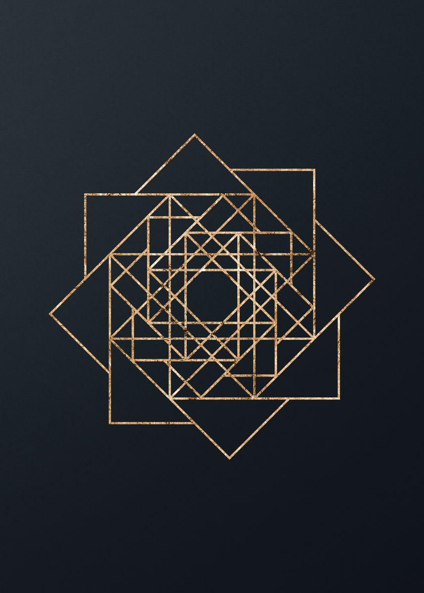 'Gold Geometric Glyph Sign' Poster, picture, metal print, paint by Holy ...