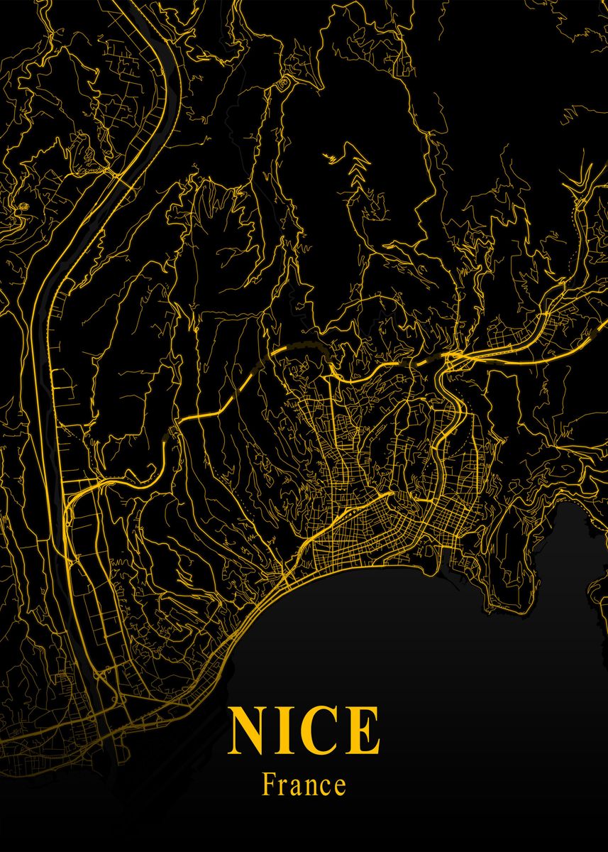 'Nice City Map France' Poster by Max Ronn | Displate