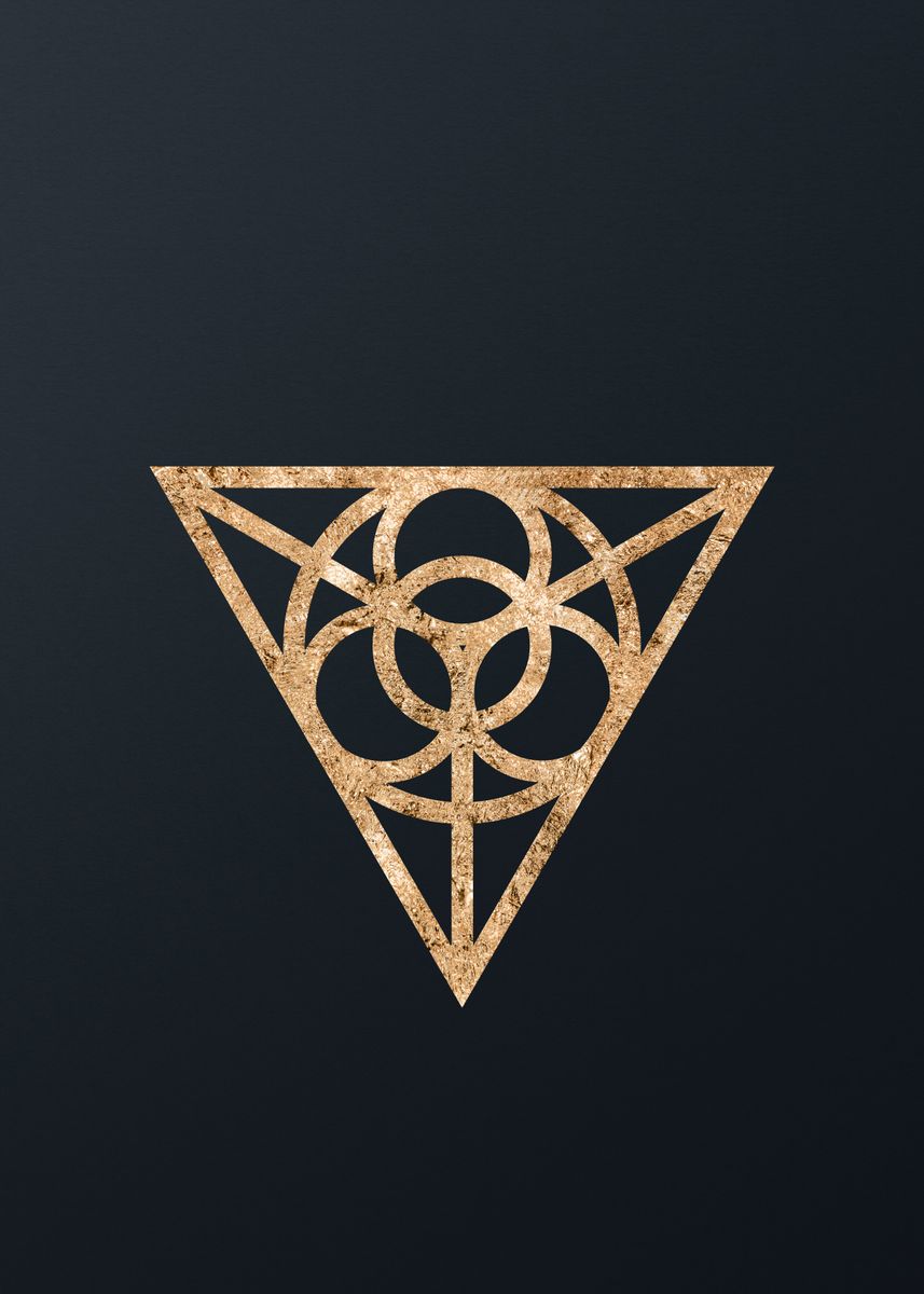 'Gold Geometric Glyph Sign' Poster, picture, metal print, paint by Holy ...