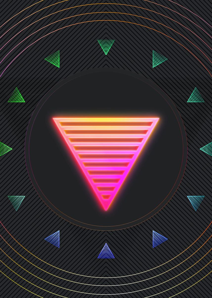 'Neon Geometric Glyph Rune' Poster by Holy Rock Design | Displate