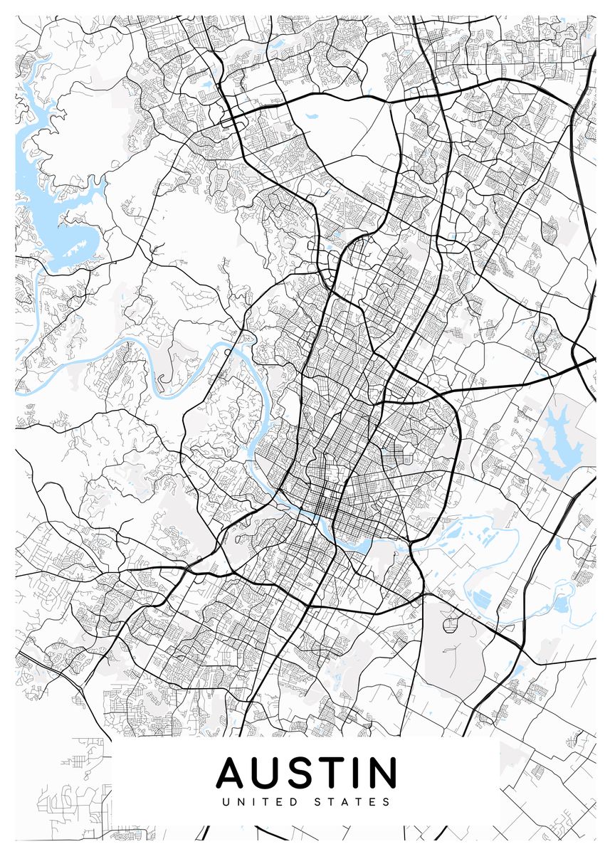 'Austin' Poster, picture, metal print, paint by mapsies | Displate