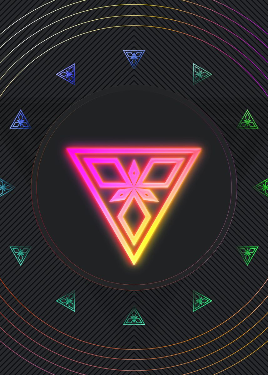 'Neon Geometric Glyph Sign' Poster by Holy Rock Design | Displate