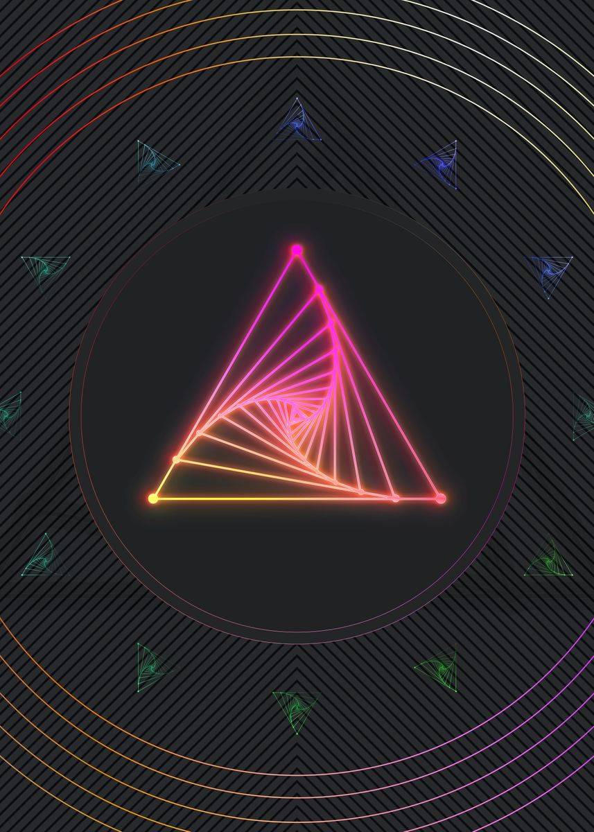 'Pink Neon Sacred Geometry' Poster, picture, metal print, paint by Holy ...