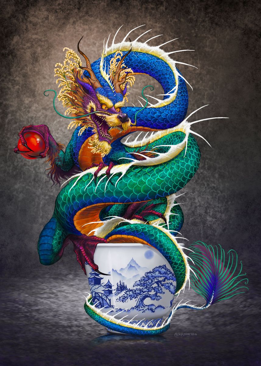 'Sake Dragon' Poster, picture, metal print, paint by Stanley Morrison ...