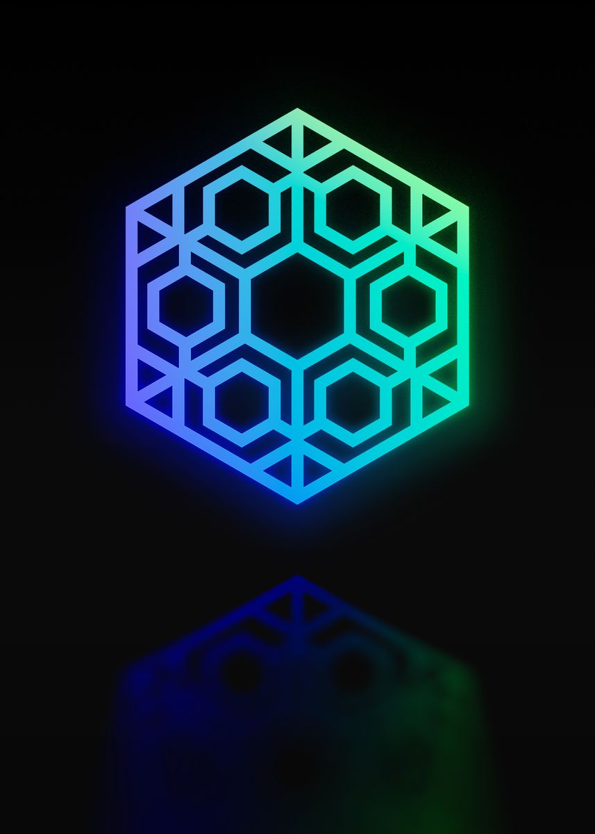 'Neon Geometric Glyph Sign' Poster, picture, metal print, paint by Holy ...