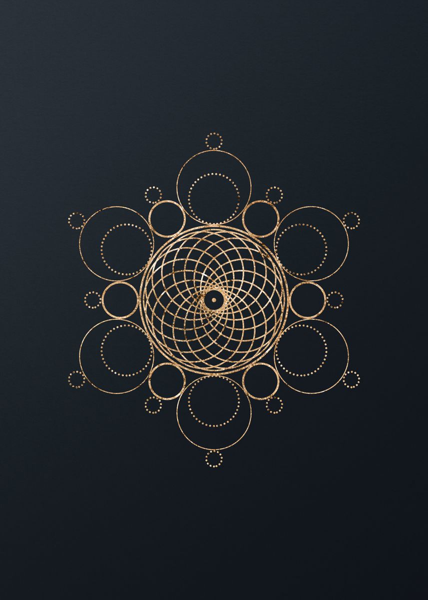 'Gold Geometric Glyph Sign' Poster, picture, metal print, paint by Holy ...