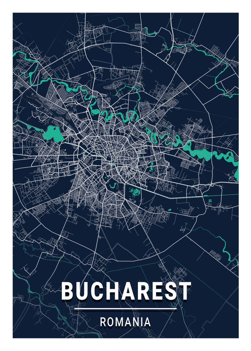 'Bucharest Romania City Map' Poster by Max Ronn | Displate