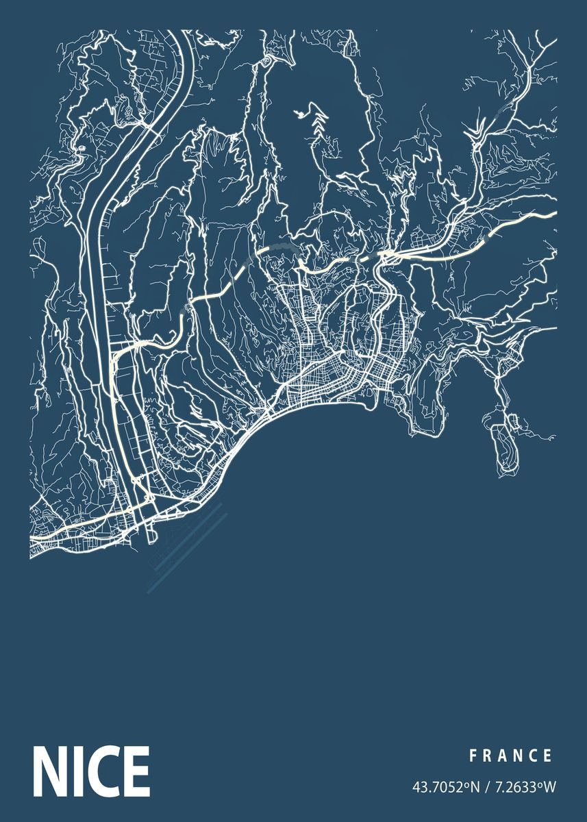 'Nice City Map France' Poster by Max Ronn | Displate