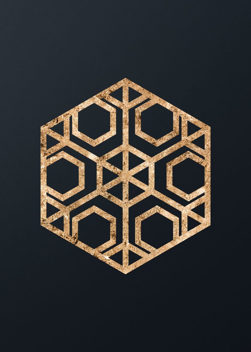 'Gold Geometric Glyph Sign' Poster, picture, metal print, paint by Holy ...