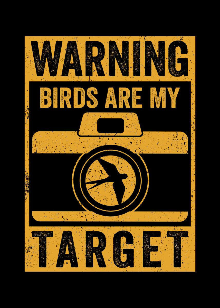 'Bird Watcher Warning Birds' Poster, picture, metal print, paint by ...