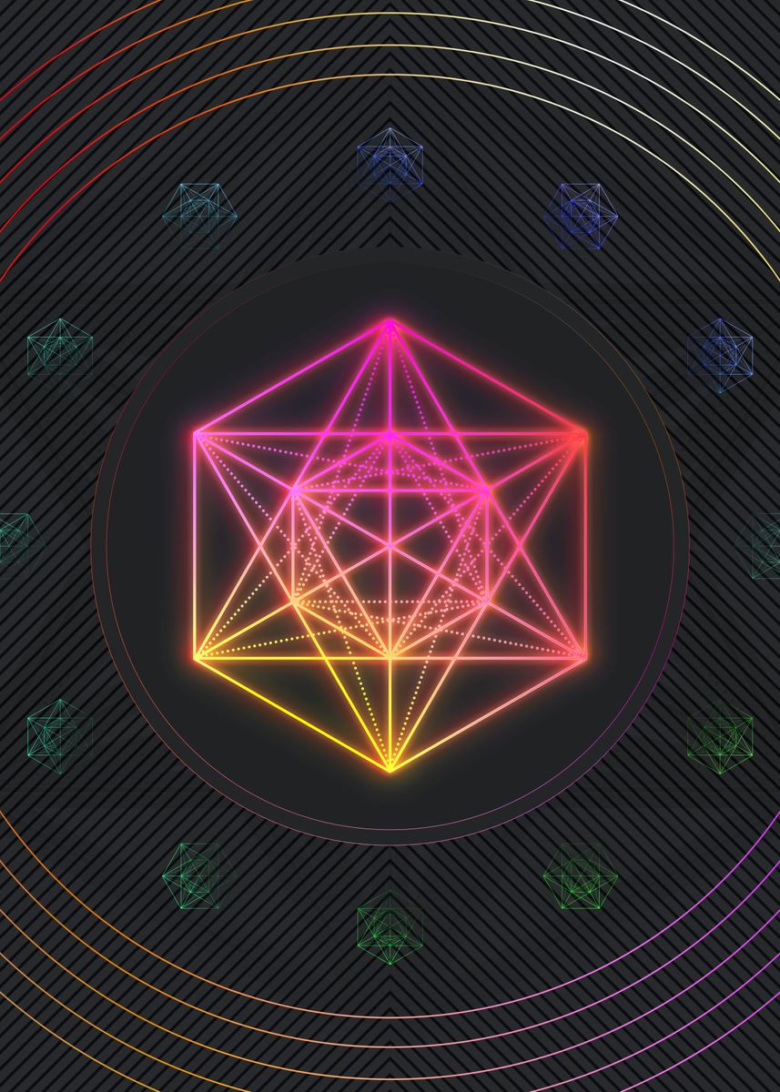 'Neon Geometric Glyph Sign' Poster, picture, metal print, paint by Holy ...