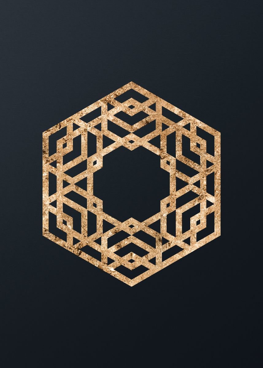'Gold Geometric Glyph Sign' Poster by Holy Rock Design | Displate