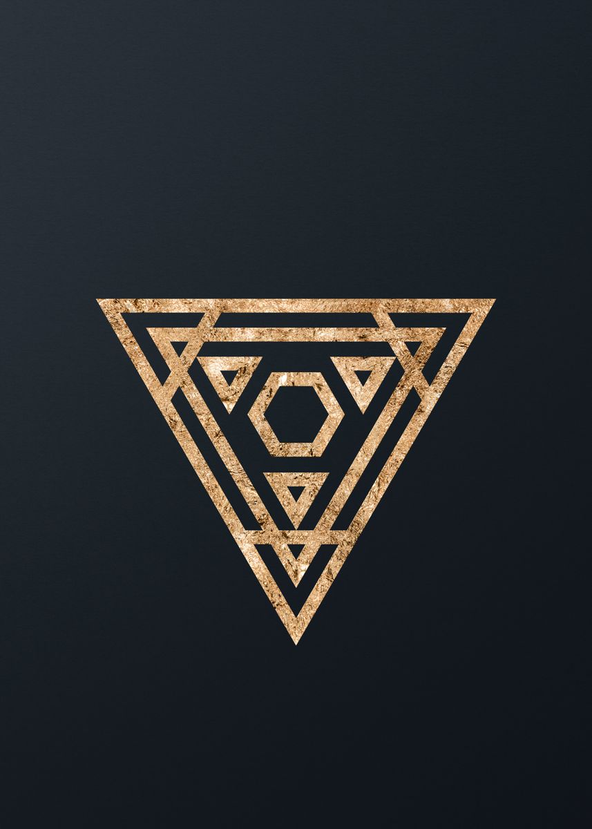 'Gold Geometric Glyph Sign' Poster, picture, metal print, paint by Holy ...