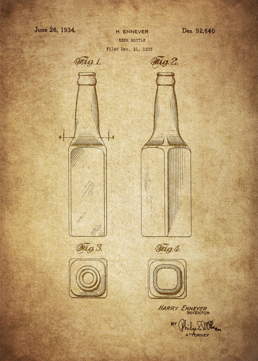 'Beer Patent' Poster, picture, metal print, paint by AK47 Creative ...