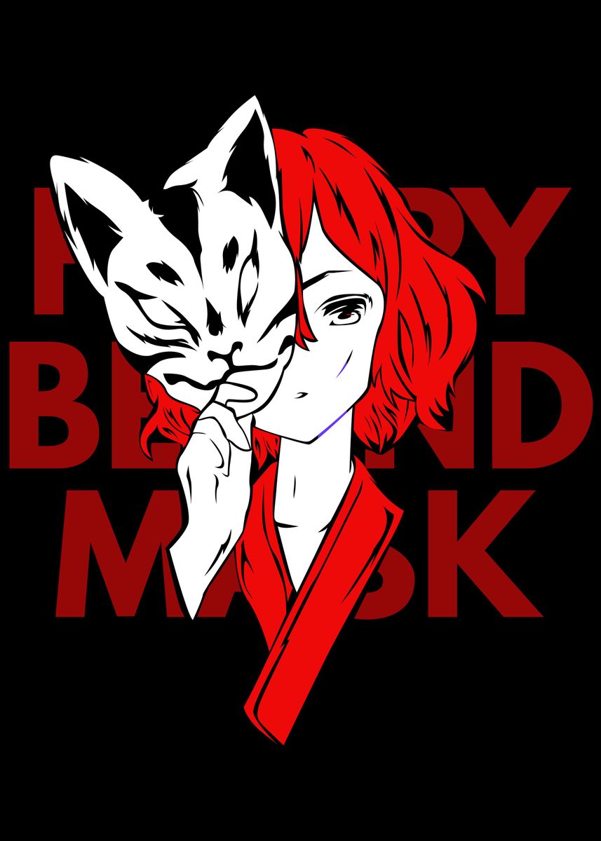 'Happy Behind Mask' Poster, picture, metal print, paint by Blood Line ...