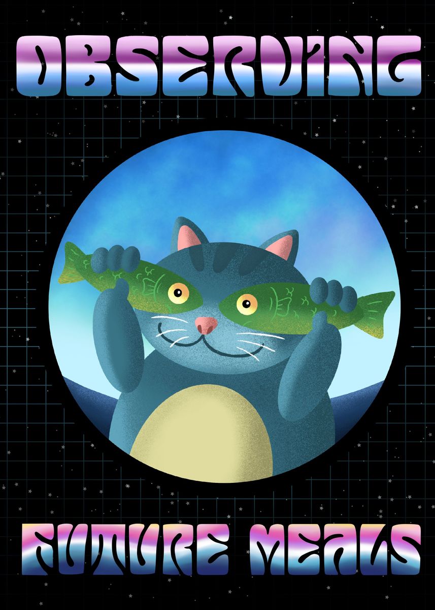 'The Observer cats' Poster, picture, metal print, paint by taofik ...