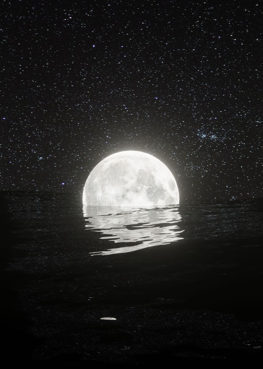 'floating moon' Poster by Trigonal Art | Displate