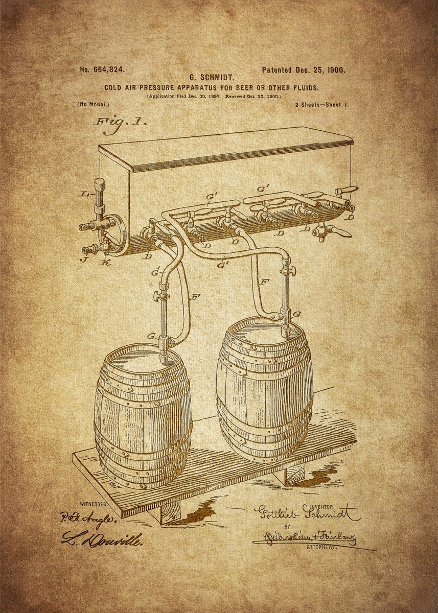 'Beer Patent' Poster, picture, metal print, paint by AK47 Creative ...