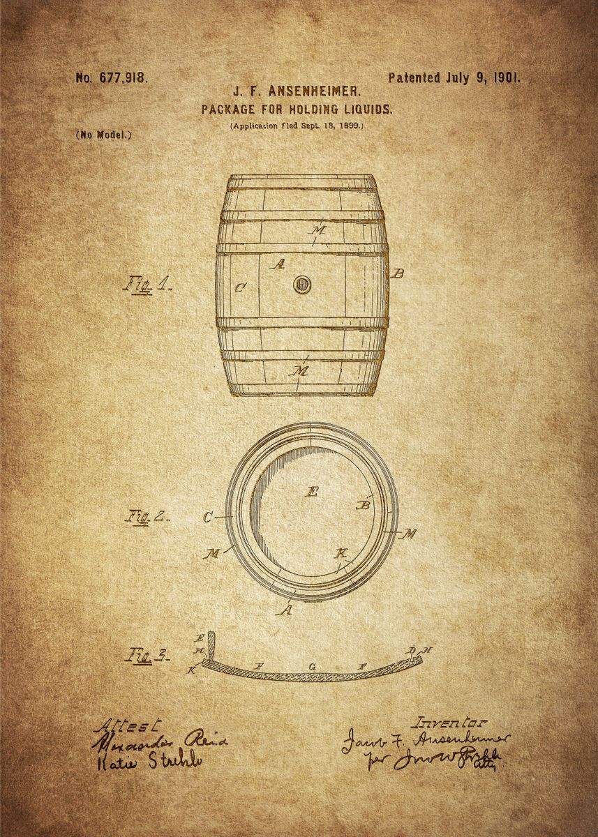 'Beer Patent' Poster, picture, metal print, paint by AK47 Creative ...