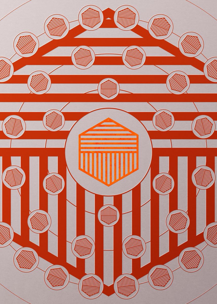 'Red Glyph Mandala Rune Art' Poster, picture, metal print, paint by ...