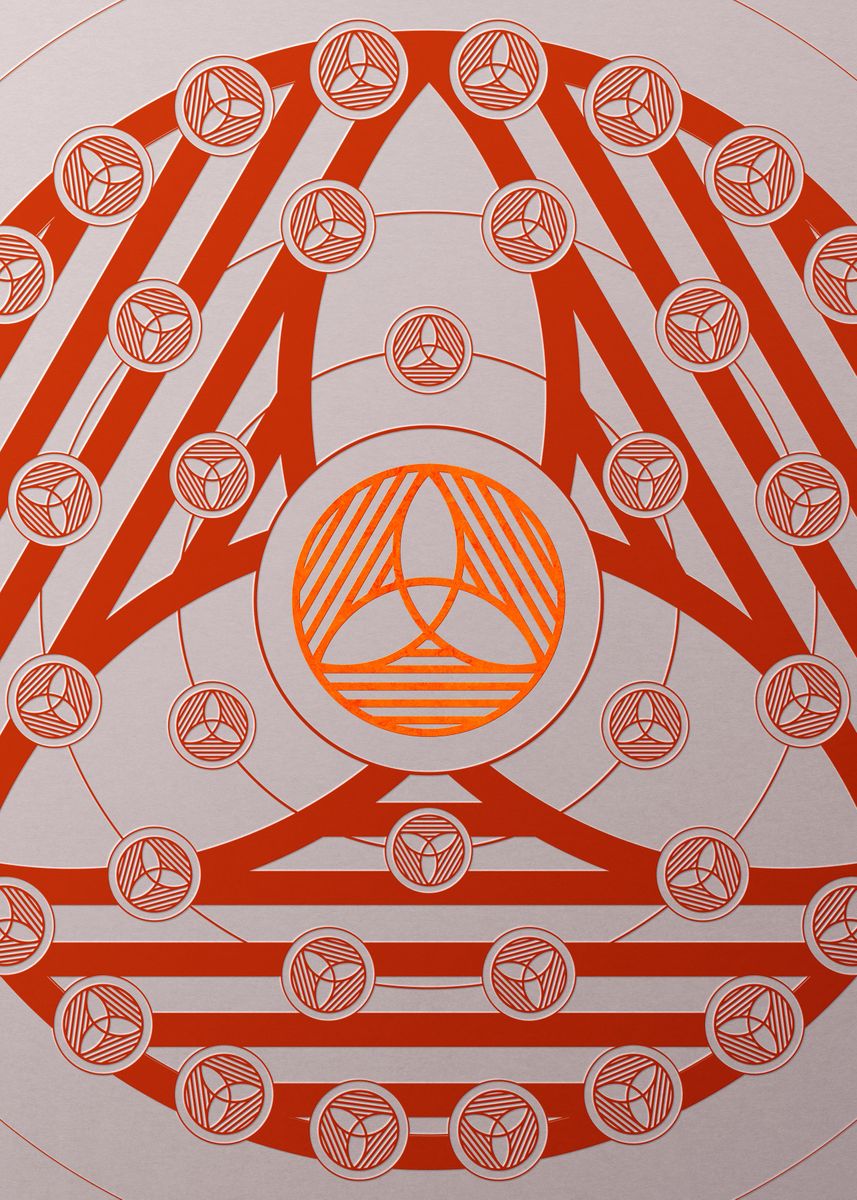 'Red Glyph Mandala Rune Art' Poster, picture, metal print, paint by ...