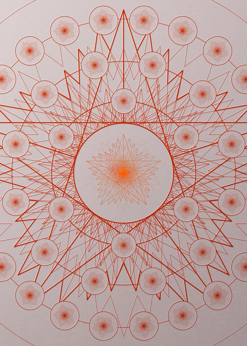 'Red Orange Sacred Geometry' Poster, picture, metal print, paint by ...