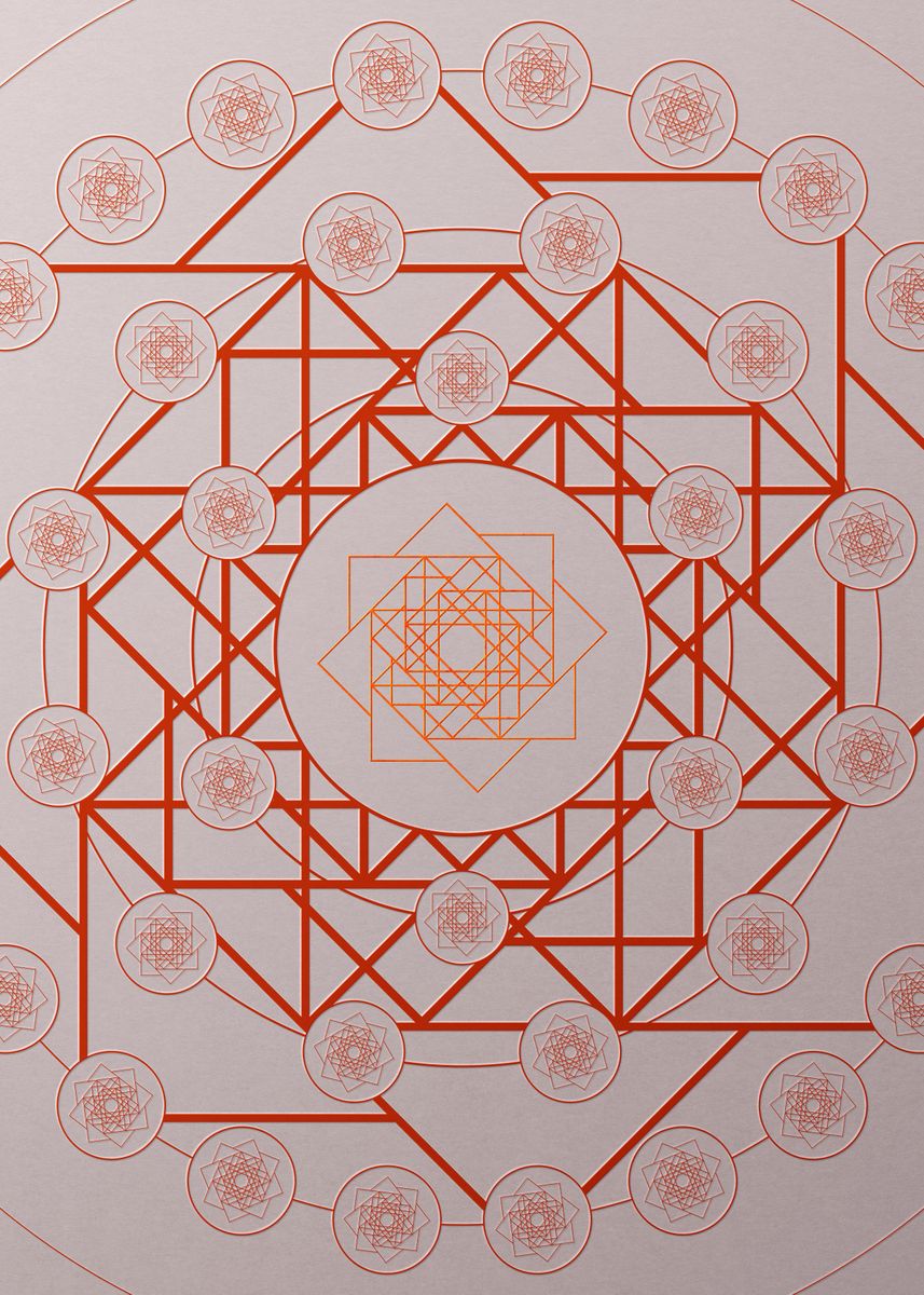 'Red Orange Sacred Geometry' Poster, picture, metal print, paint by ...