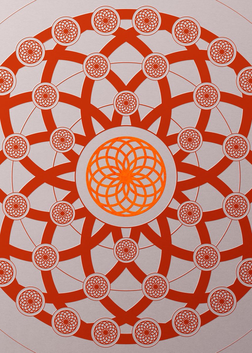 'Red Glyph Mandala Rune Art' Poster by Holy Rock Design | Displate