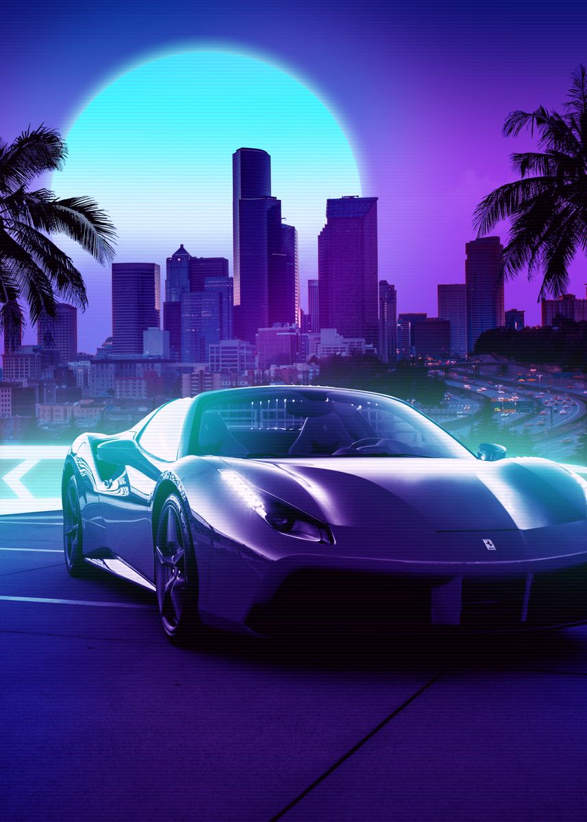 'synthwave poster ' Poster, picture, metal print, paint by INSPIRE ...