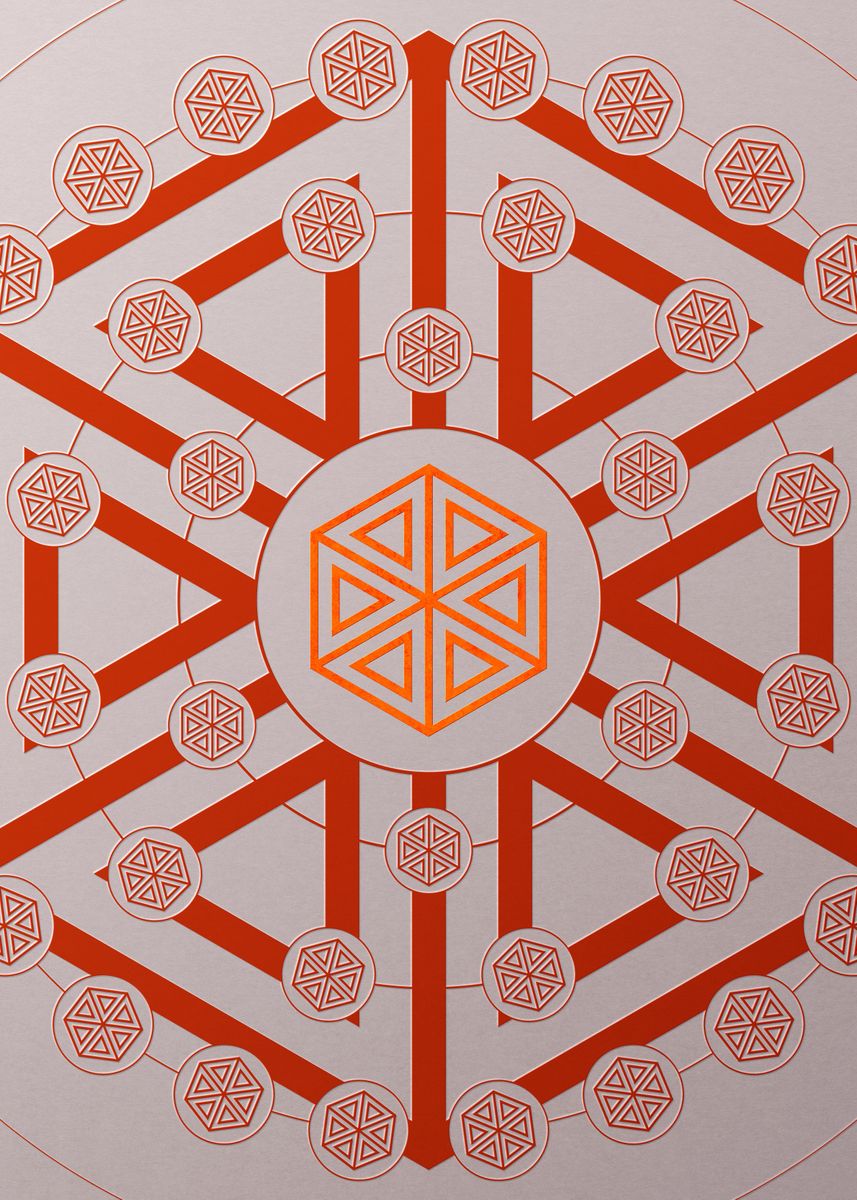 'Red Orange Sacred Geometry' Poster by Holy Rock Design | Displate