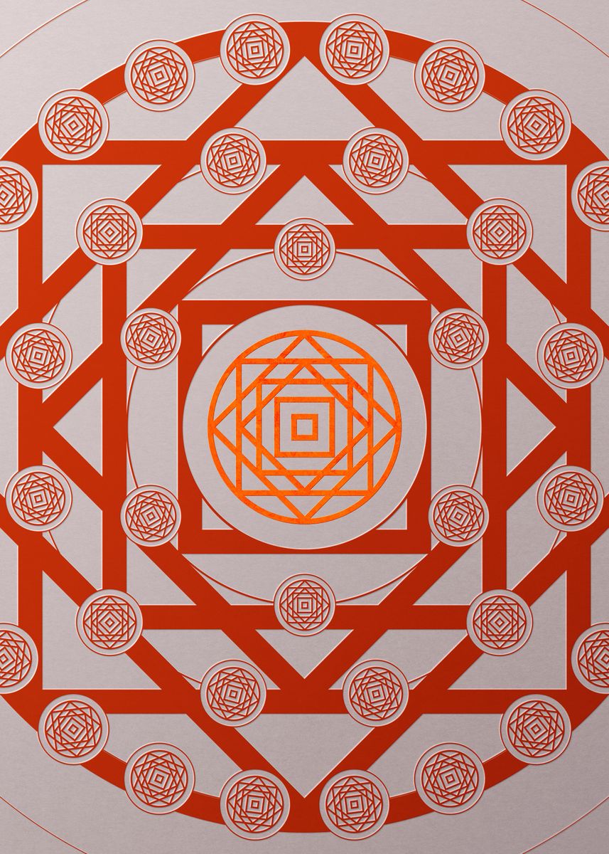 'Red Geometric Glyph Poster' Poster by Holy Rock Design | Displate