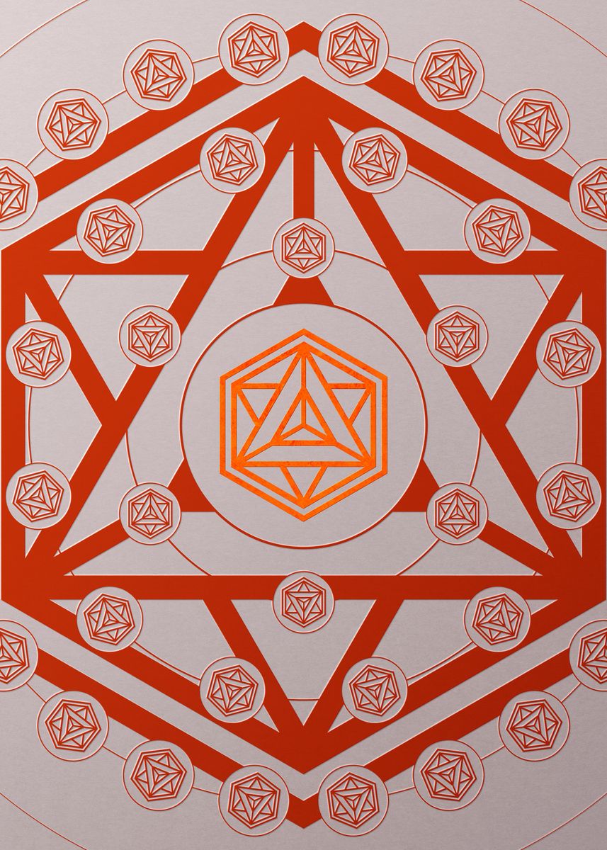 'Red Orange Sacred Geometry' Poster, picture, metal print, paint by ...