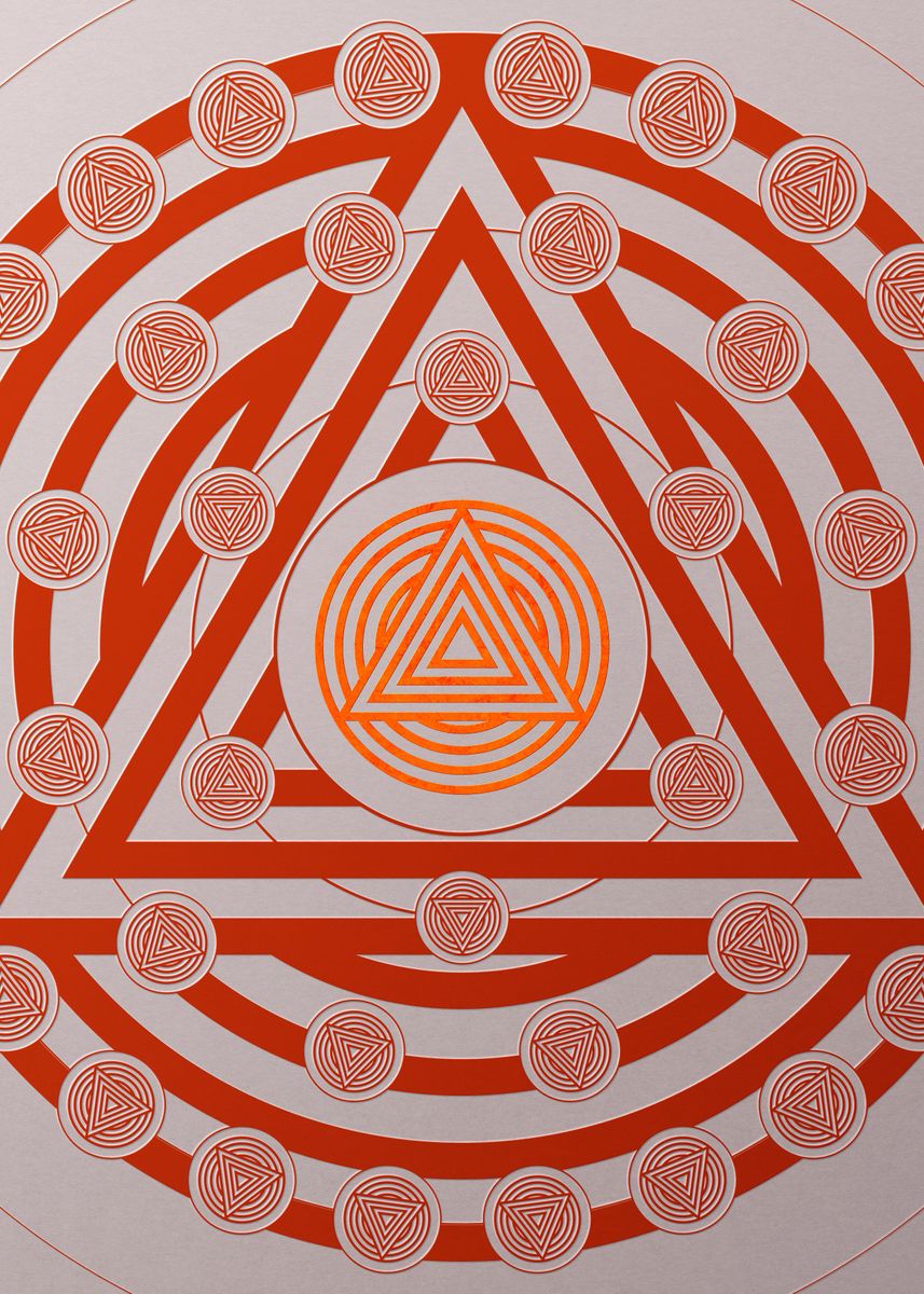 'Red Orange Sacred Geometry' Poster, picture, metal print, paint by ...