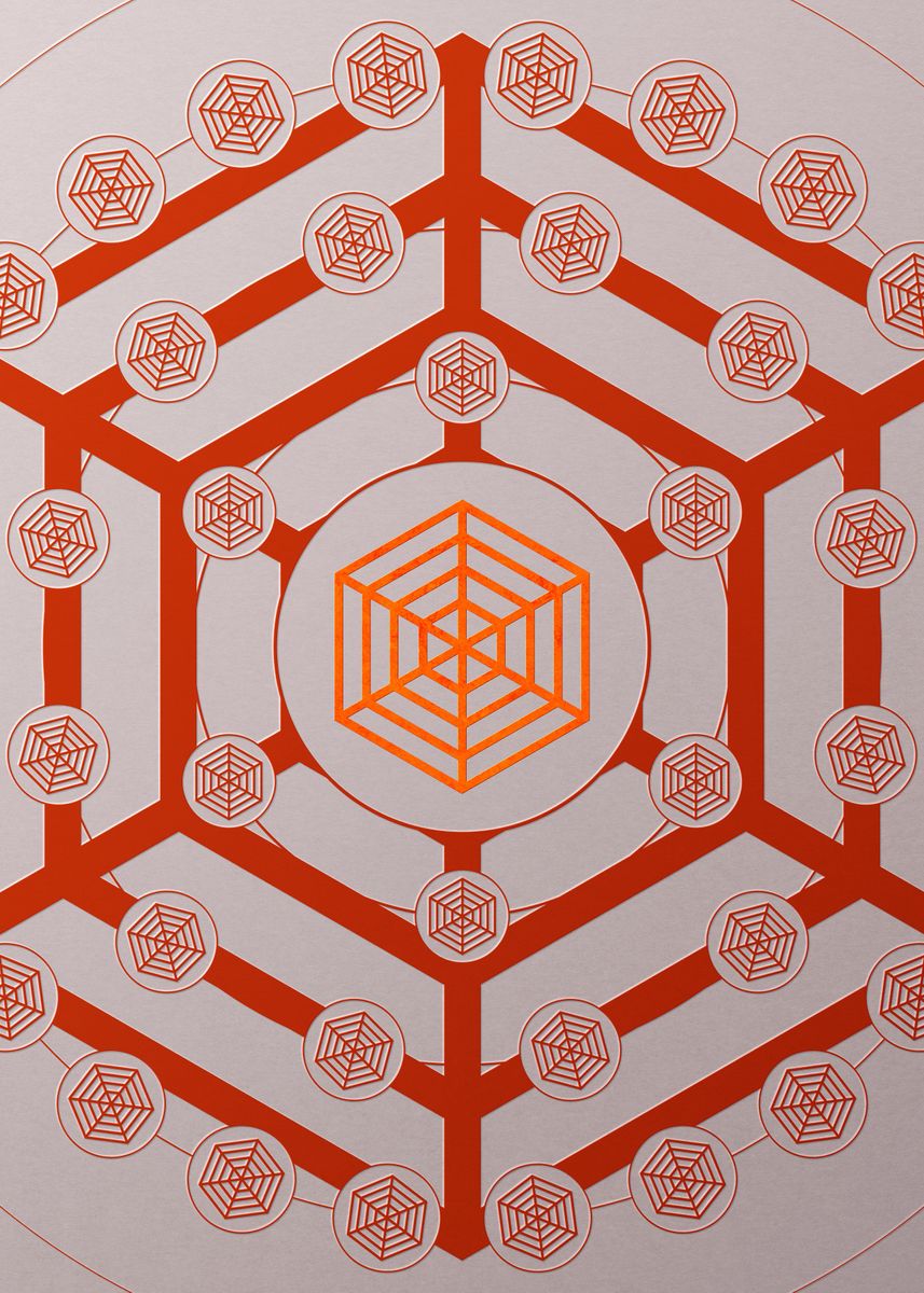 'Red Orange Sacred Geometry' Poster, picture, metal print, paint by ...